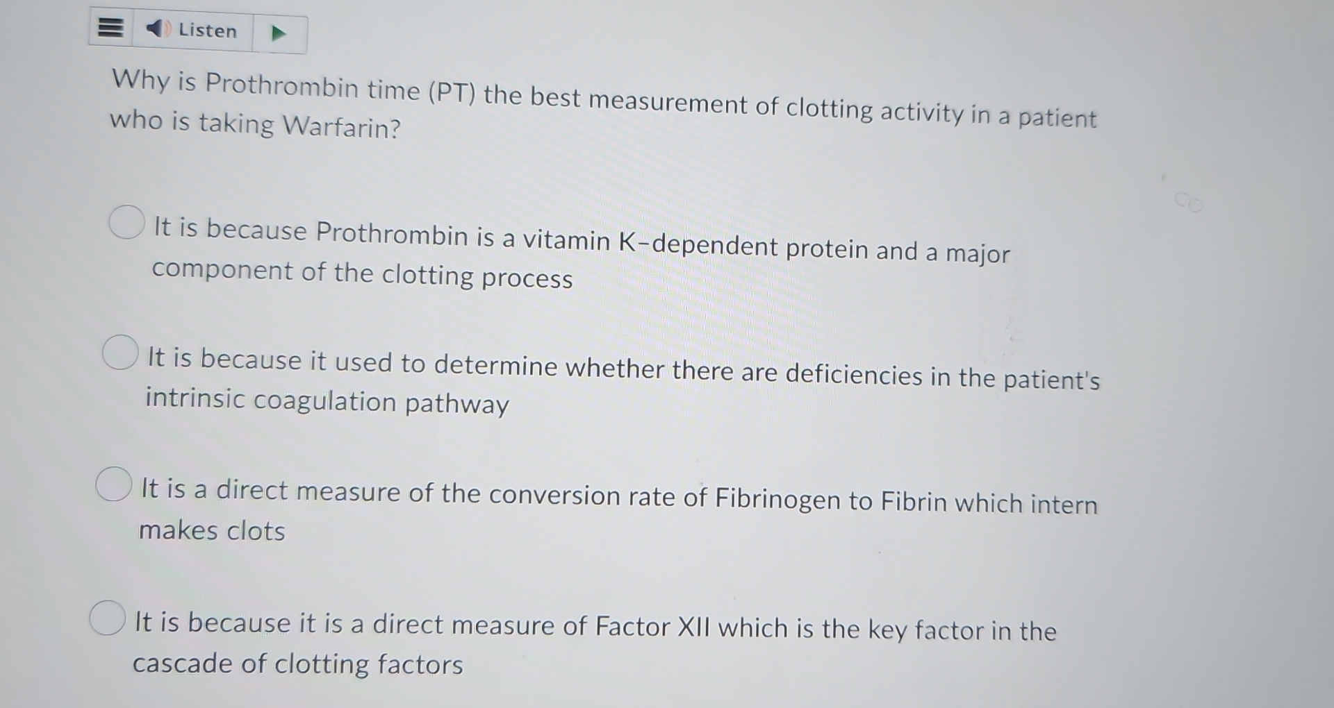 High Quality SOLUTION Why is Prothrombin time (PT) ﻿the best ...