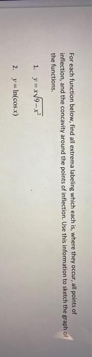 Solved For each function below, find all extrema labeling | Chegg.com