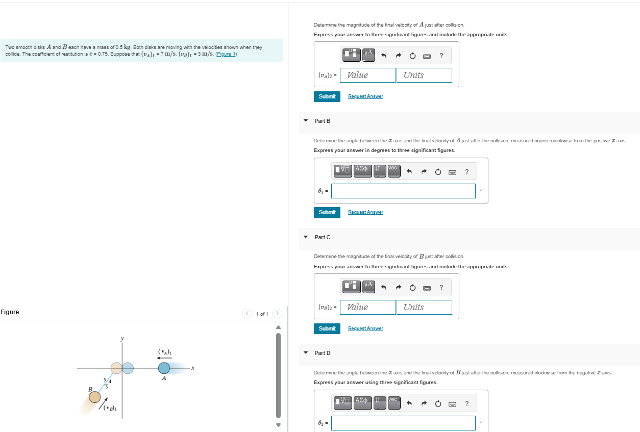 Solved Two smooth disks A and B ﻿each have a mass of 0.5kg. | Chegg.com