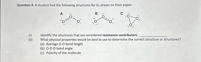 Solved Question 4. A student had the following structures | Chegg.com
