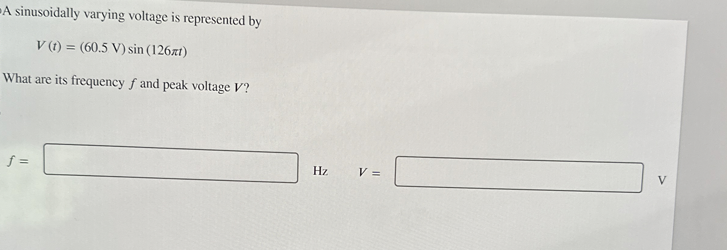 Solved A sinusoidally varying voltage is represented | Chegg.com