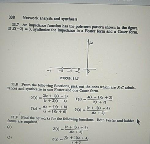 Solved 338 Network analysis and synthesis 11.7 An impedance | Chegg.com