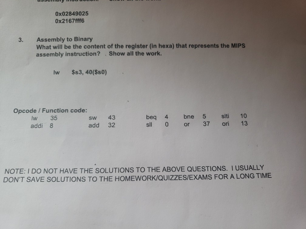 Solved Ox02849025 Ox2167fff6 Assembly to Binary What will be | Chegg.com