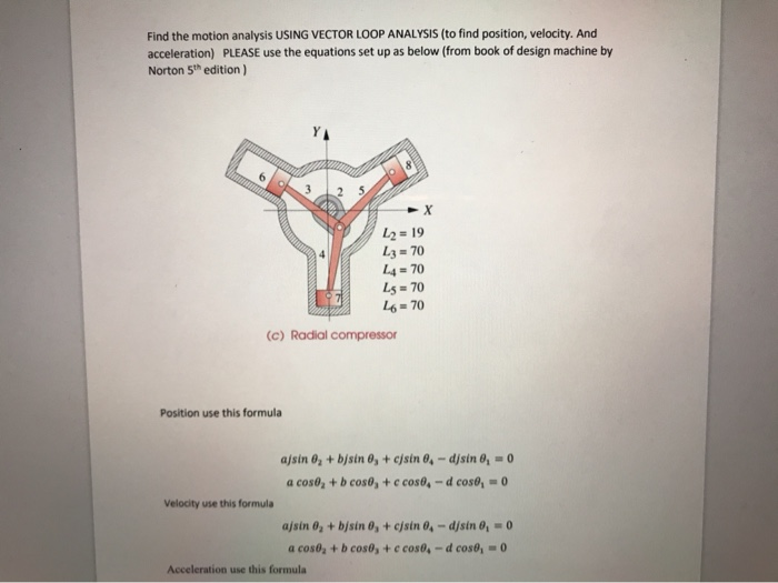 Find the motion analysis USING VECTOR LOOP ANALYSIS | Chegg.com