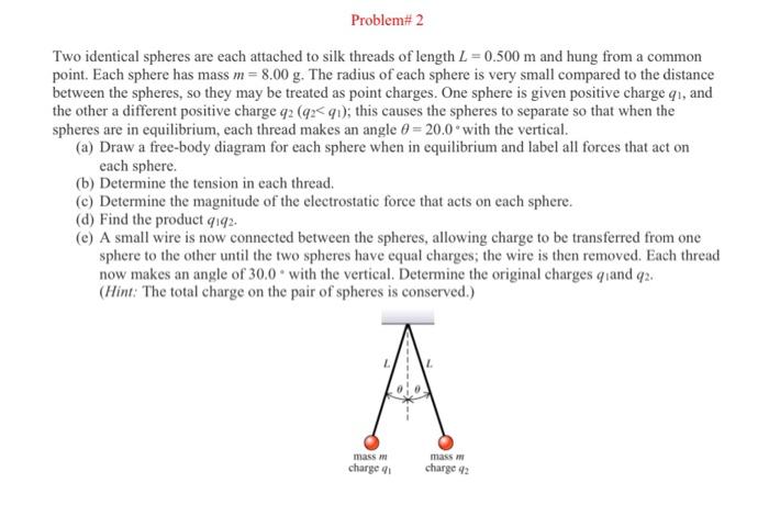 Solved Problem# 2 Two identical spheres are each attached to | Chegg.com