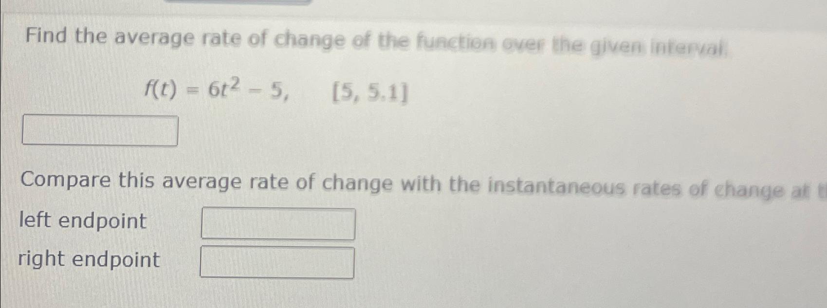 Solved Find the average rate of change of the function over | Chegg.com