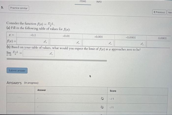 Solved Consider the function f(x)=x2x−1. (a) Fill in the | Chegg.com