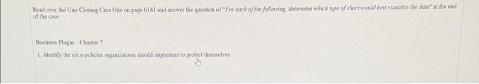Solved Read over the Unit Closing Case One on page 0141 and | Chegg.com