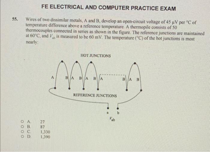 Solved FE ELECTRICAL AND COMPUTER PRACTICE EXAM 55. Wires of | Chegg.com