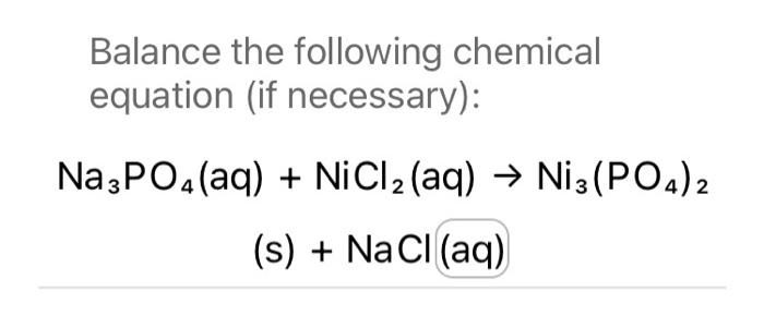 Solved Balance the following chemical equation (if | Chegg.com