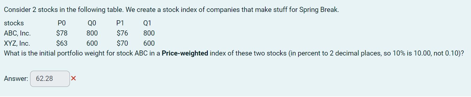 Solved Consider 2 ﻿stocks in the following table. We create | Chegg.com