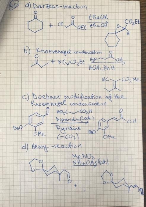 Solved O 40 a) Darzens-reaction tBuOK ei + Icel CO2Et 'OEt | Chegg.com