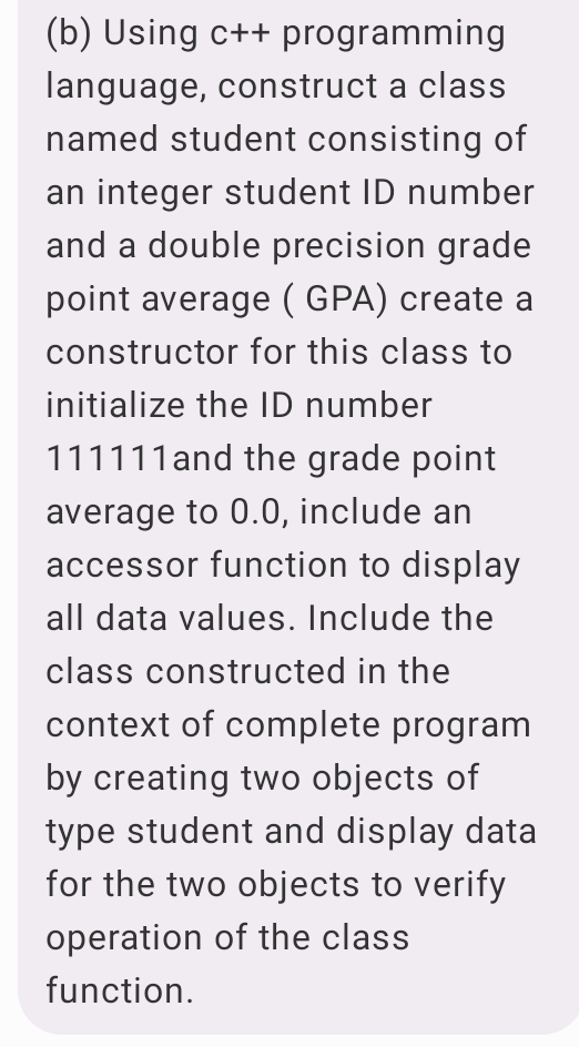 Solved (b) ﻿Using c++ ﻿programminglanguage, construct a | Chegg.com