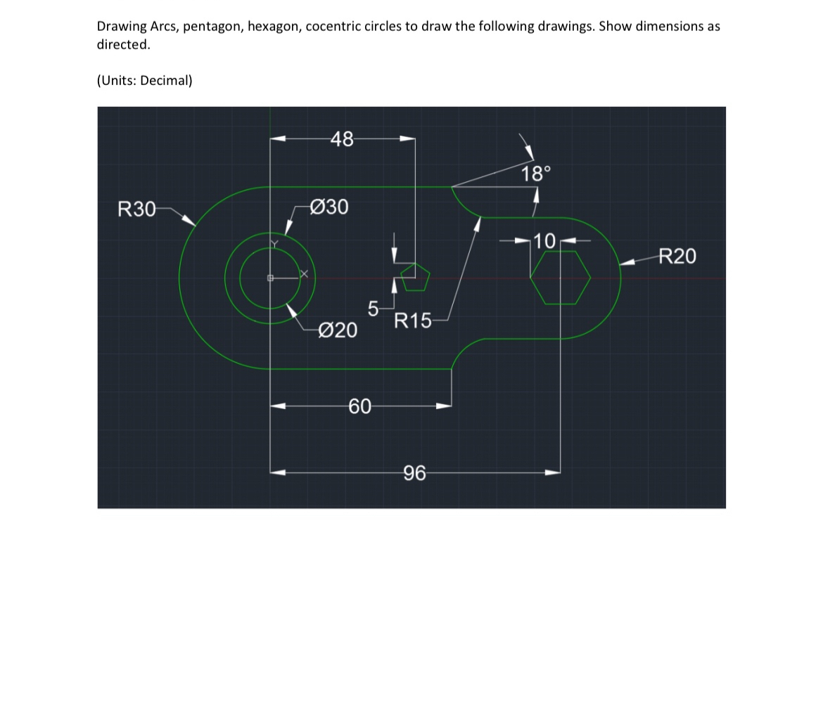Drawing Arcs, pentagon, hexagon, cocentric circles to | Chegg.com