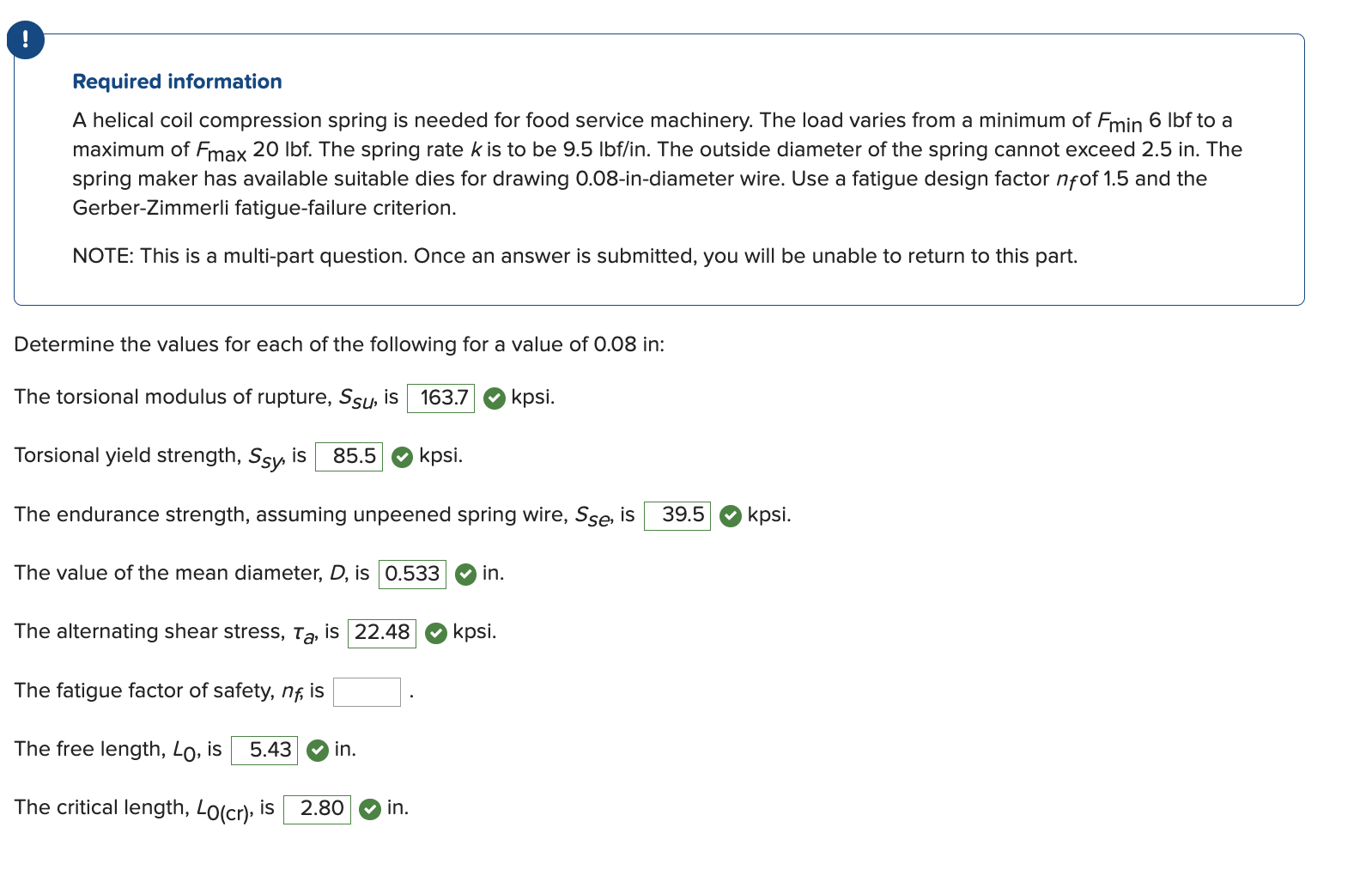 Solved Required informationA helical coil compression spring | Chegg.com