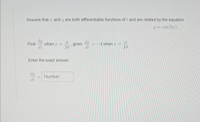 Solved Assume that x and y are both differentiable functions | Chegg.com