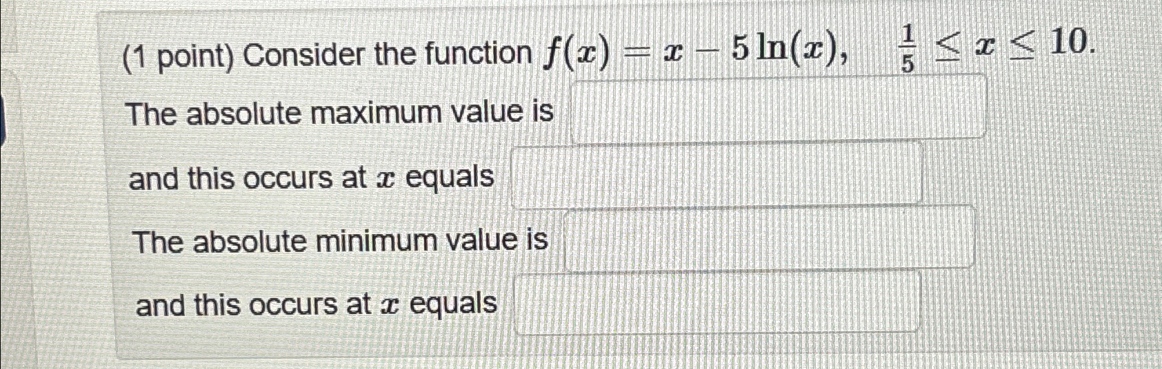 Solved (1 ﻿point) ﻿Consider the function | Chegg.com