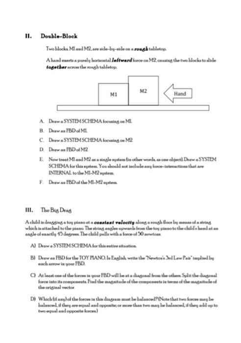 Solved II. Double-Block Two blocka Mland M2. are | Chegg.com