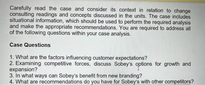 Solved Sobeys Inc. is the second largest grocery store chain | Chegg.com