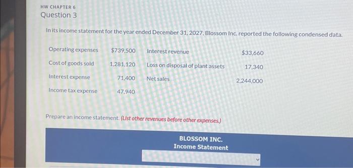 Solved In its income statement for the year ended December | Chegg.com
