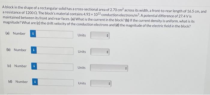 Solved A block in the shape of a rectangular solid has a | Chegg.com