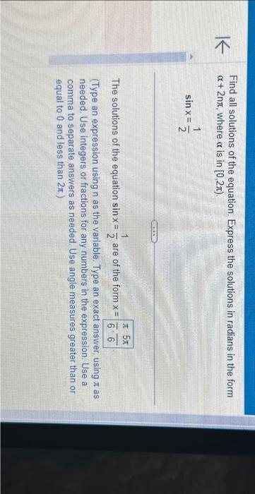 Solved Find all solutions of the equation. Express the | Chegg.com