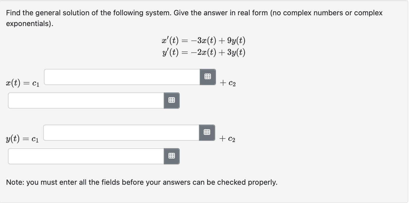 Find the general solution of the following system. | Chegg.com