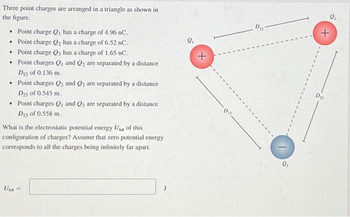 Solved Three point charges are arranged in a triangle as | Chegg.com