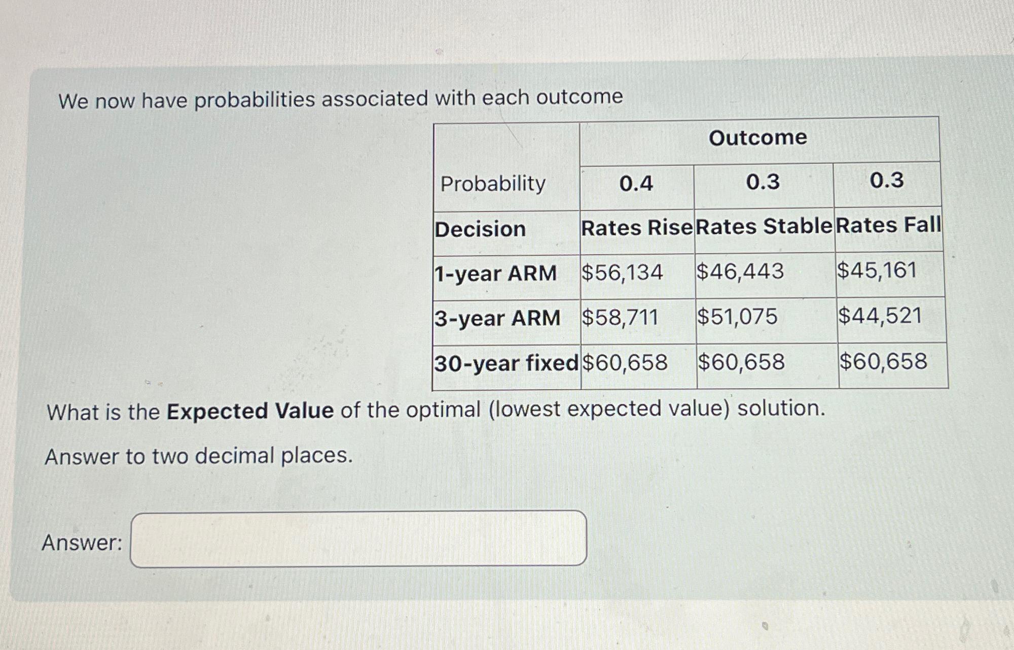 Solved We now have probabilities associated with each | Chegg.com