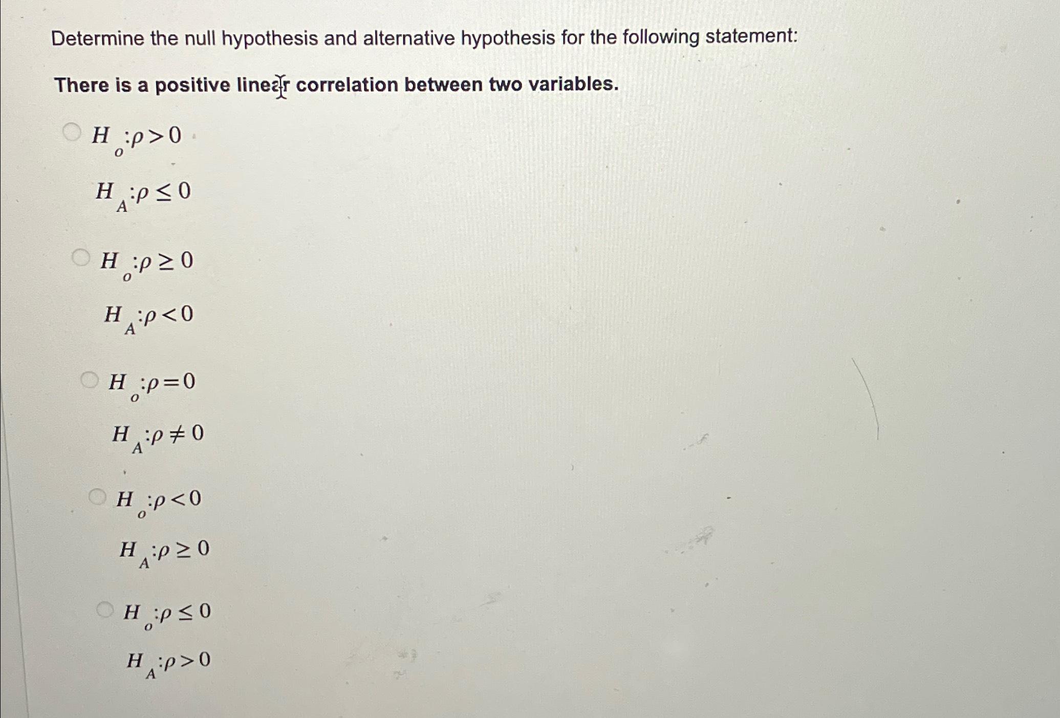 Solved Determine the null hypothesis and alternative | Chegg.com
