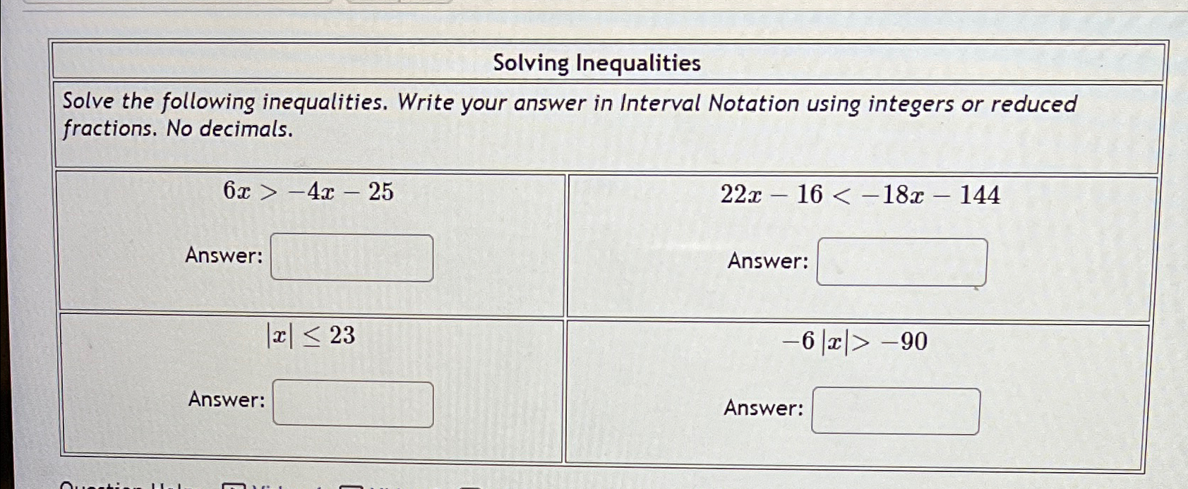 Solved Solving InequalitiesSolve the following inequalities. | Chegg.com