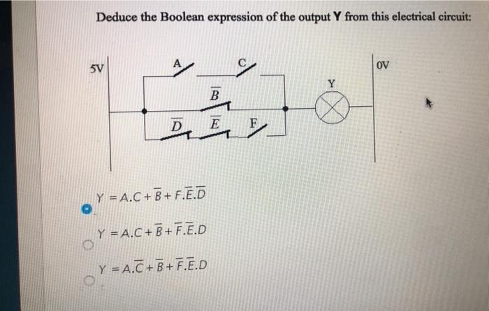 Solved Deduce The Boolean Expression Of The Output Y From 9207