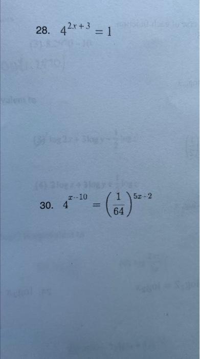 Solved 28. 42x+3=1 30. 4x−10=(641)5x−2 | Chegg.com