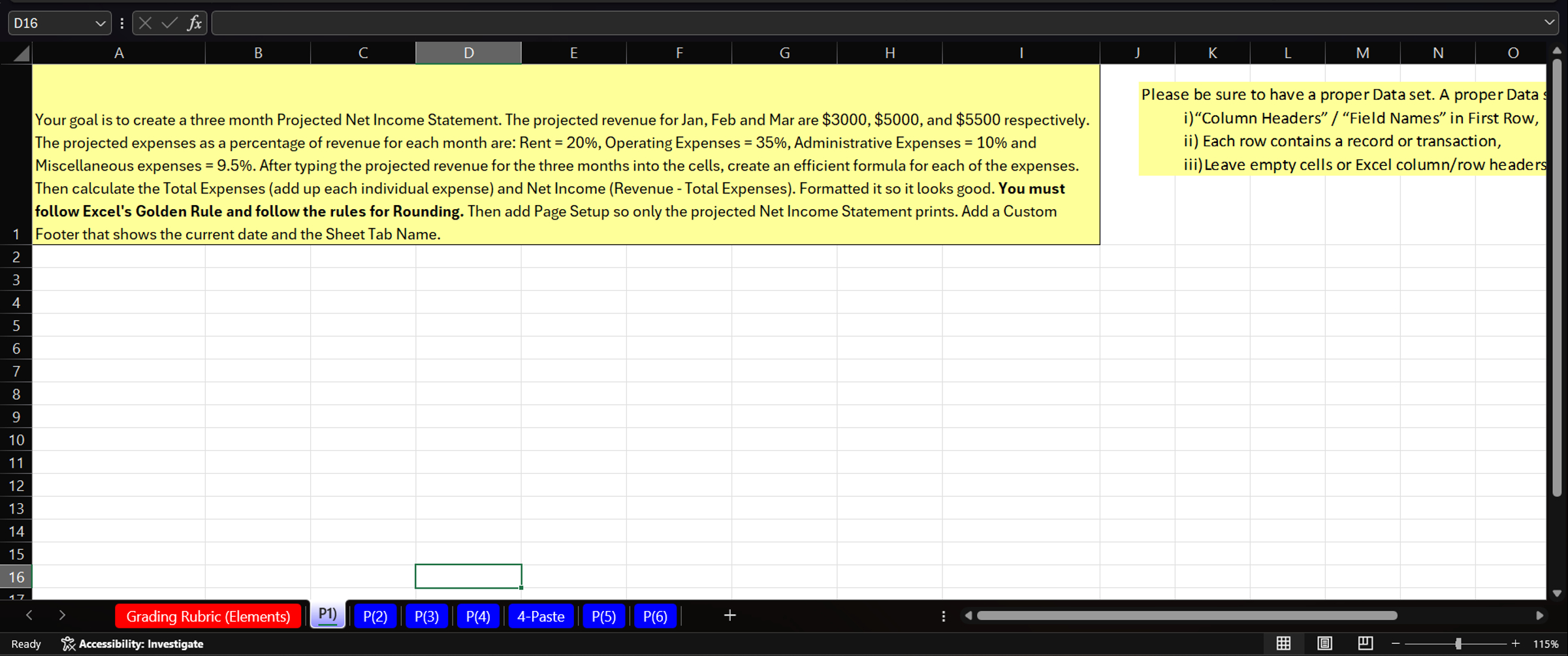Solved Your goal is to create a three month Projected Net | Chegg.com