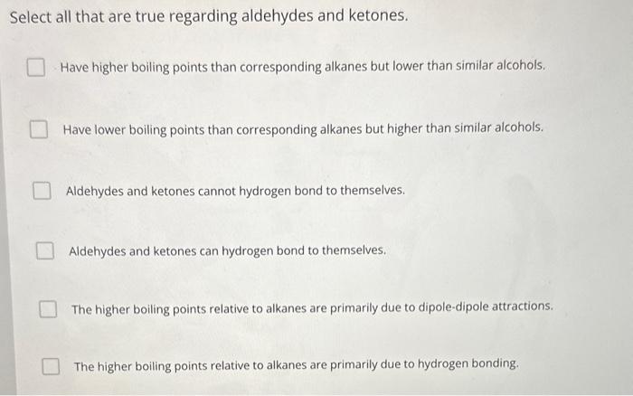 Solved Select all that are true regarding aldehydes and | Chegg.com