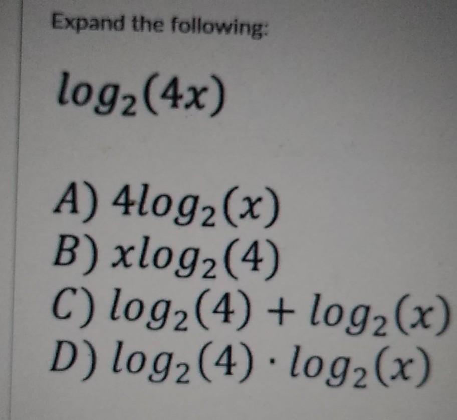 Solved B. log2 y-log,15 C. log, 15-log, y Expand the | Chegg.com