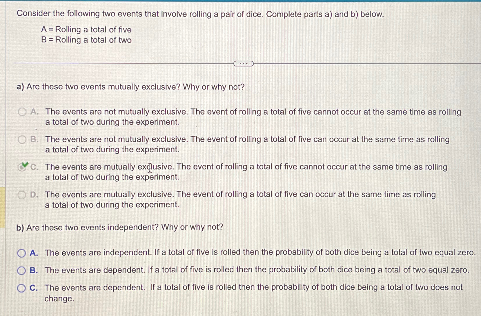 Consider the following two events that involve | Chegg.com