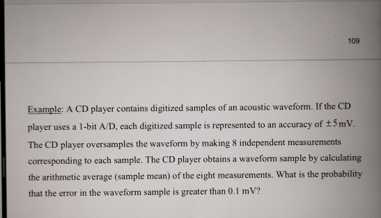 109 Example: A CD player contains digitized samples | Chegg.com
