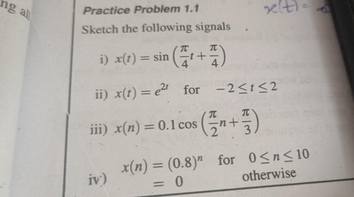 Solved Practice Problem 1.1Sketch the following | Chegg.com