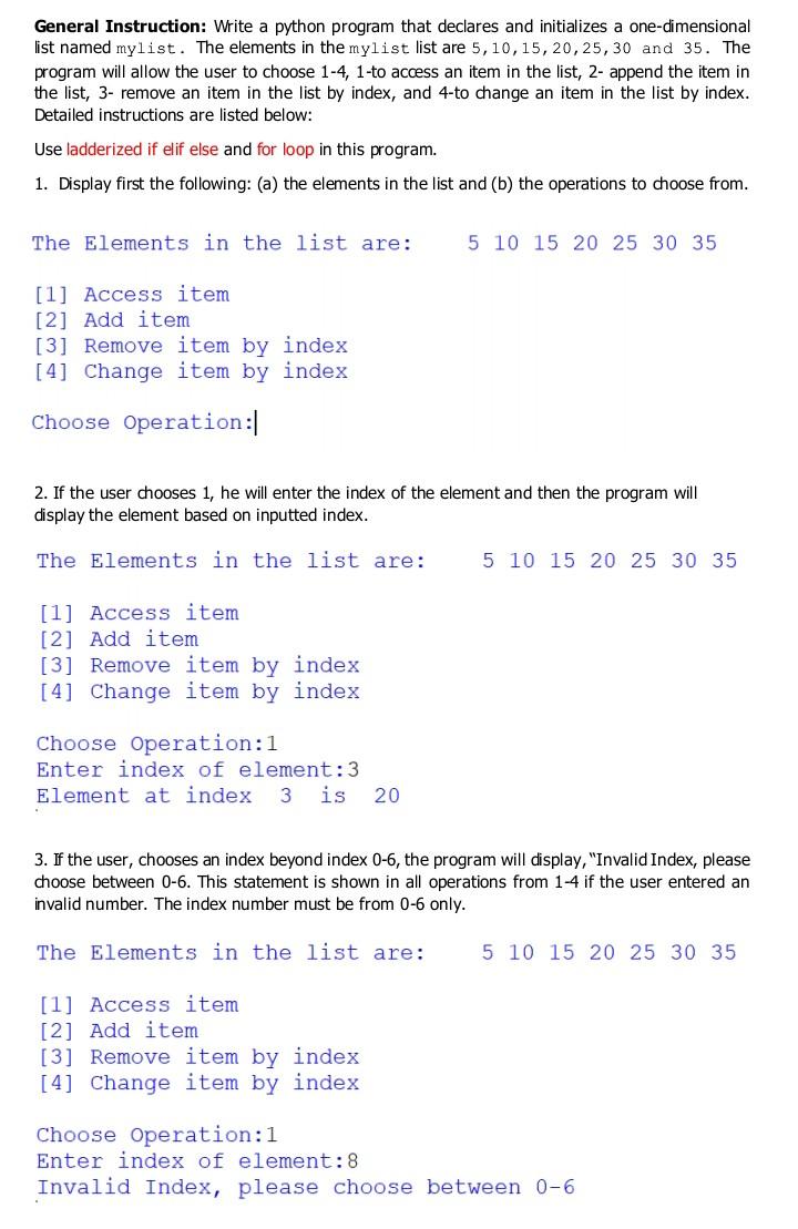 Solved General Instruction: Write a python program that | Chegg.com