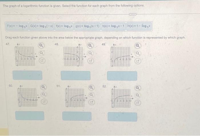 Solved The graph of a logarithmic function is given. Select | Chegg.com