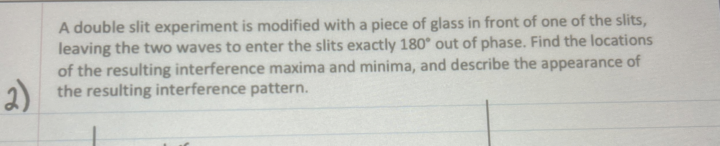 Solved A double slit experiment is modified with a piece of | Chegg.com