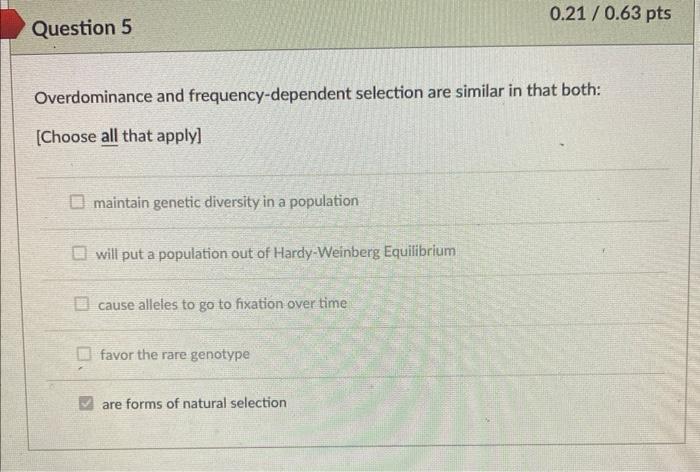 Solved Overdominance and frequency-dependent selection are | Chegg.com