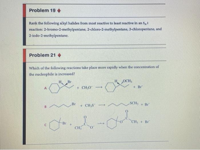 Solved Rank the following alkyl bromides from most reactive | Chegg.com