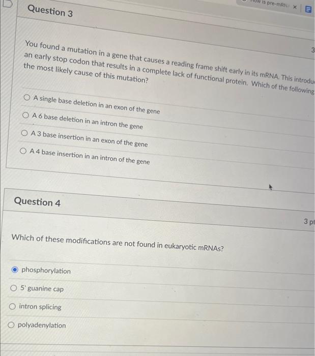 Solved You found a mutation in a gene that causes a reading | Chegg.com