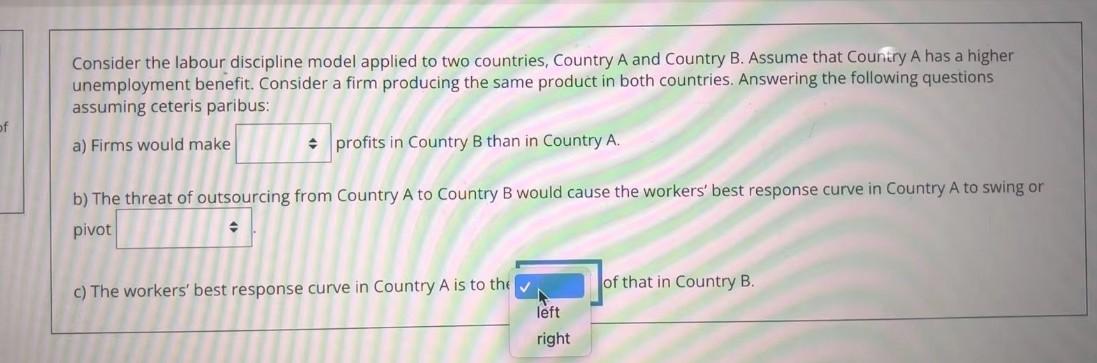 Solved Consider the labour discipline model applied to two | Chegg.com