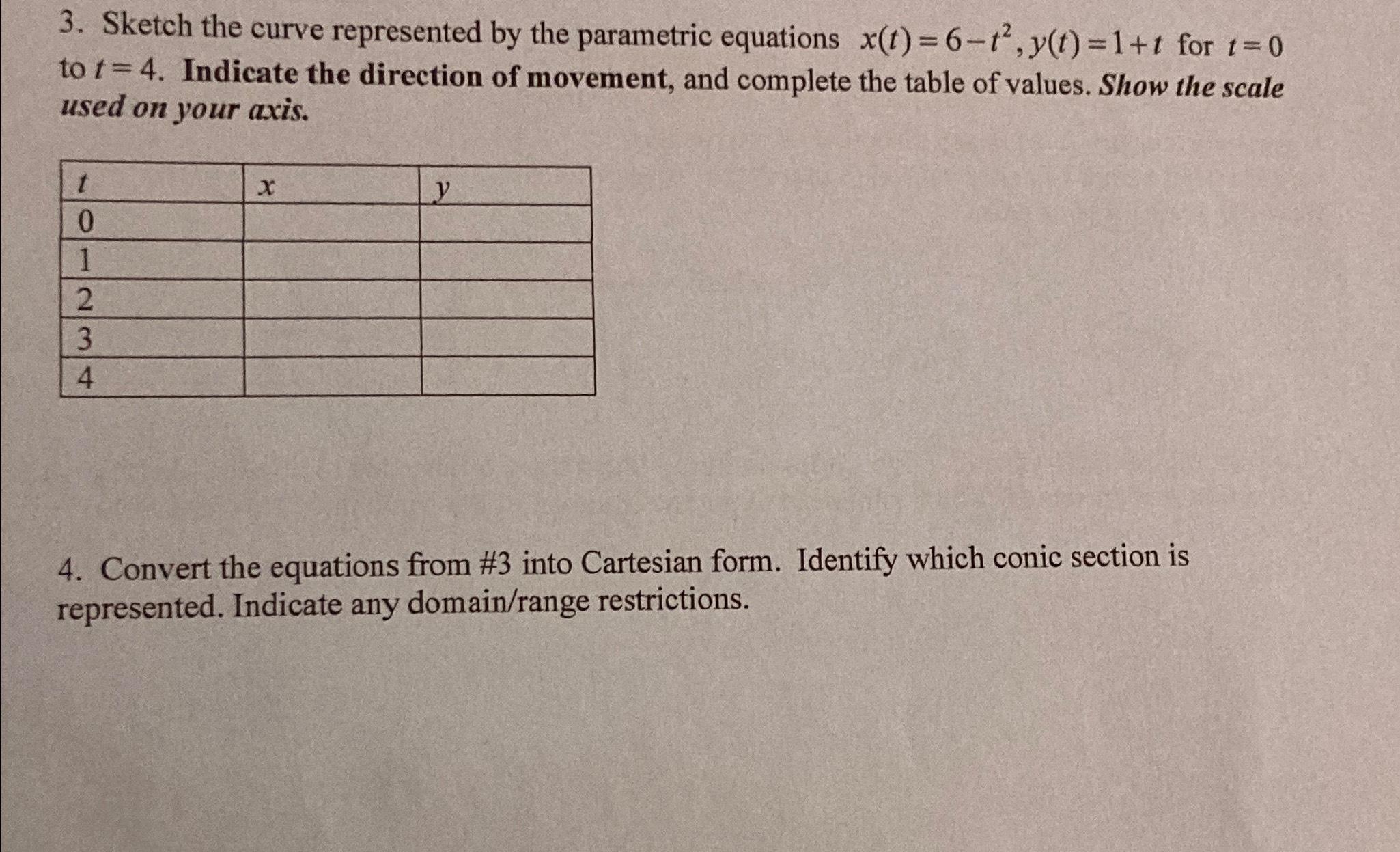Solved Sketch the curve represented by the parametric | Chegg.com