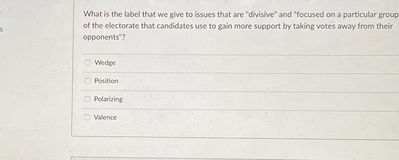 Solved What is the label that we give to issues that are | Chegg.com