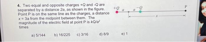 Solved 4. Two equal and opposite charges +Q and −Q are | Chegg.com