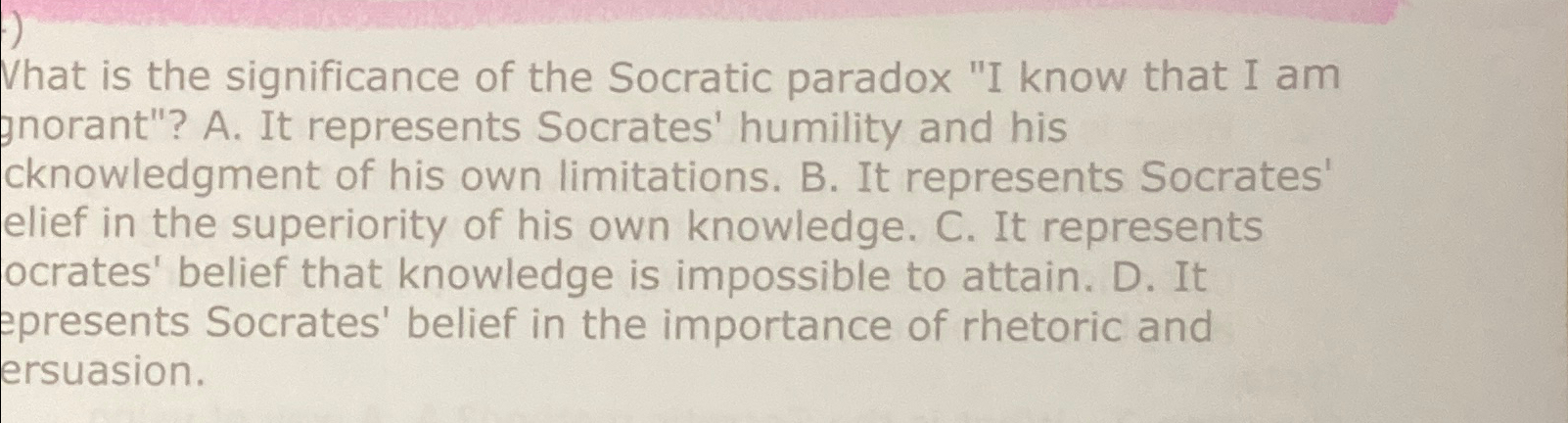 Solved What is the significance of the Socratic paradox "I | Chegg.com